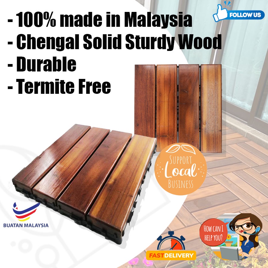 Premium DIY solid wood floor Decking dek Kayu chengal Timber Flooring ...