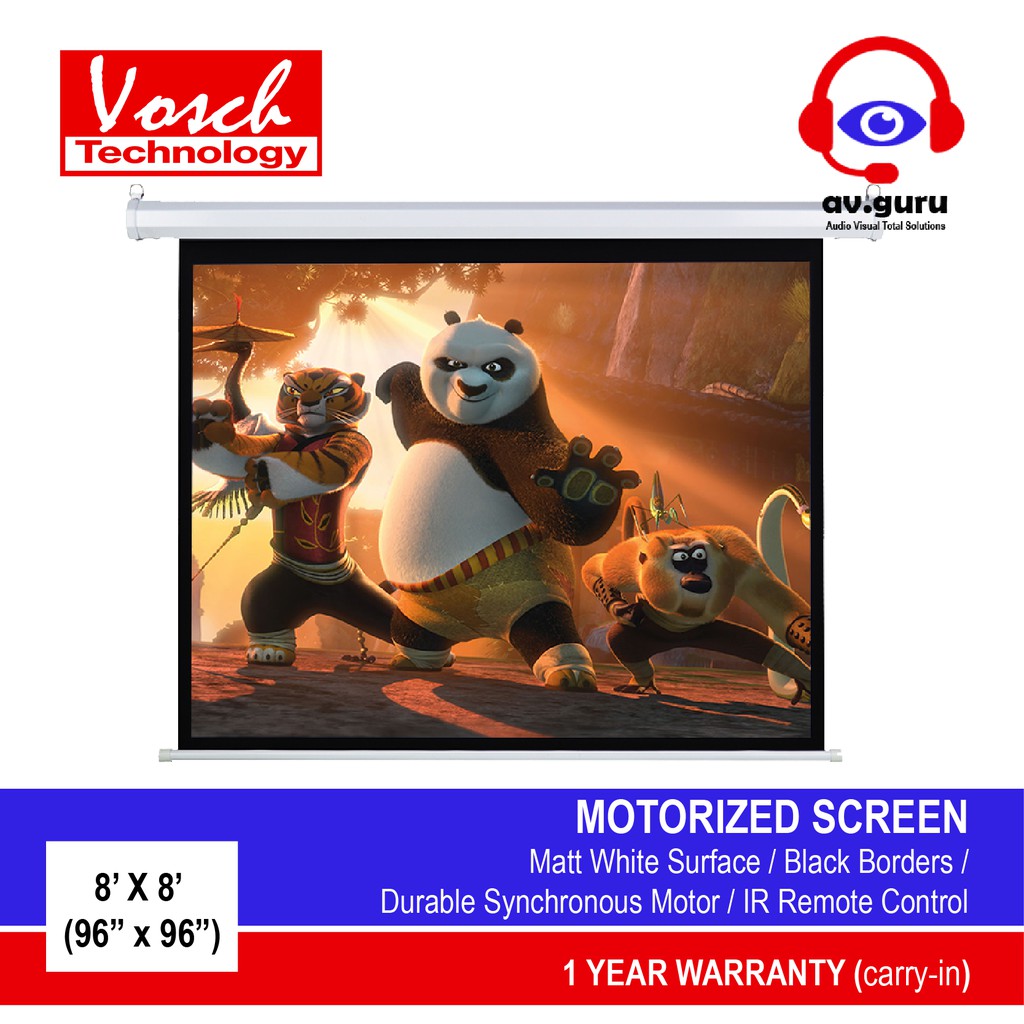 VOSCH Series 2 Motorized Screen 8ft x 8ft (96 inch x 96 inch) | Shopee ...