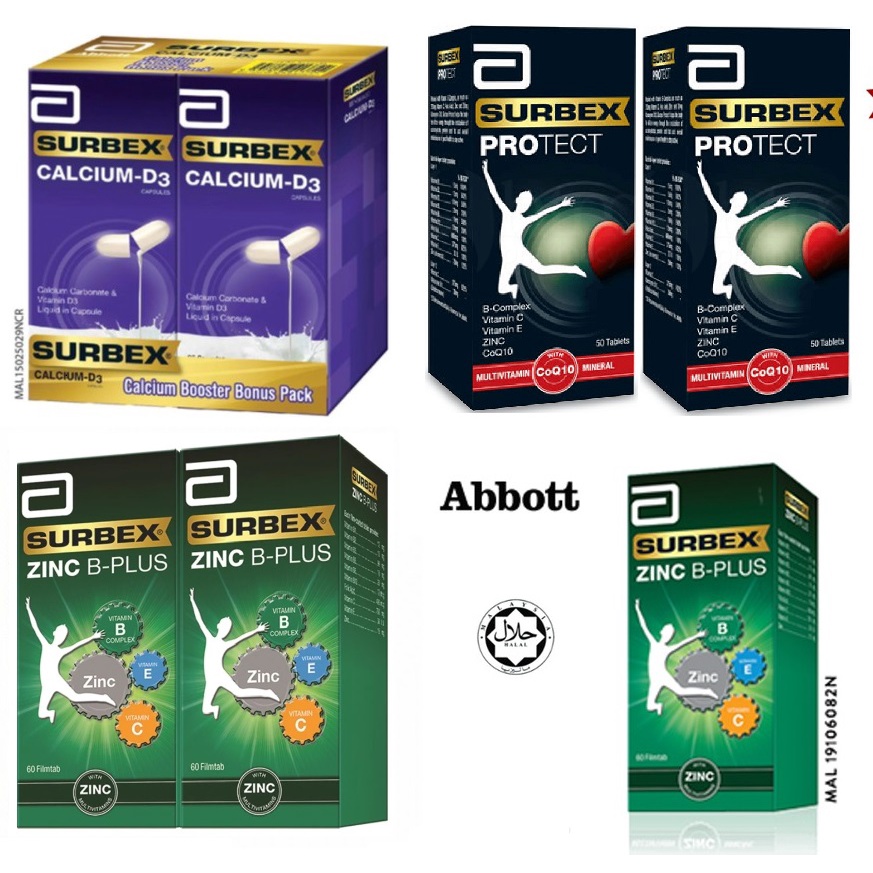 Abbott Surbex Calcium D3 Surbex Zinc Surbex Protect opti-v (Multi ...