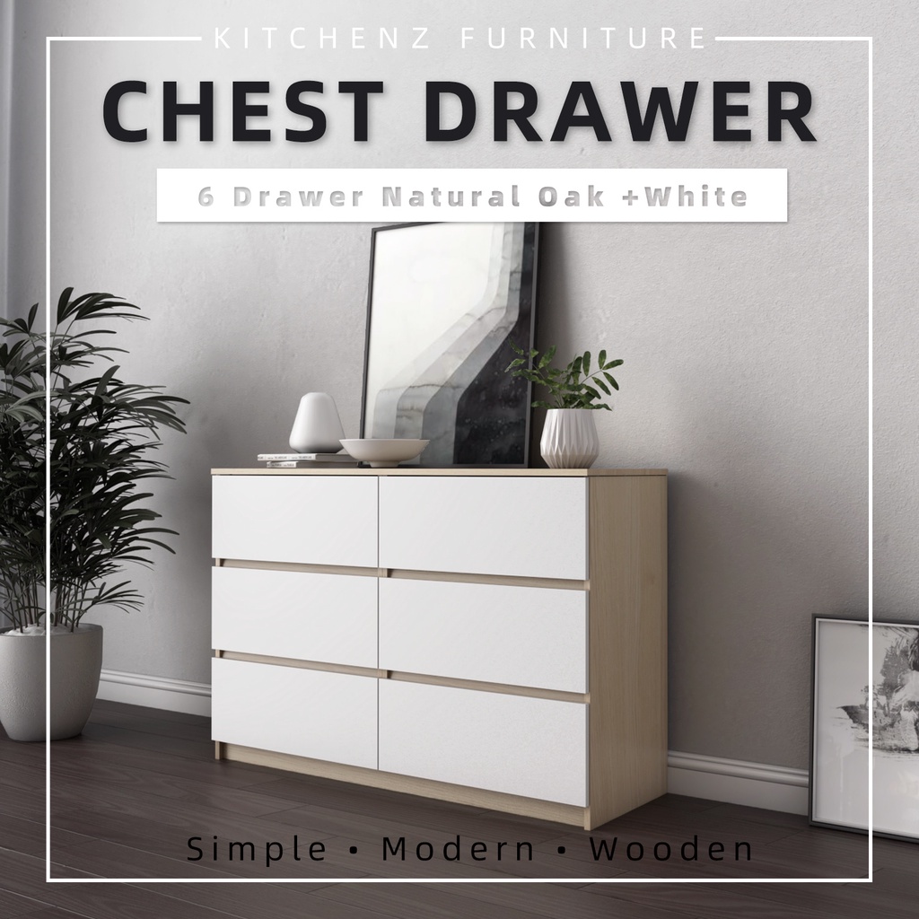 KitchenZ 6 Chest Drawer 3 Layer Storage Big Size - Putih (L120cm) 7003 ...