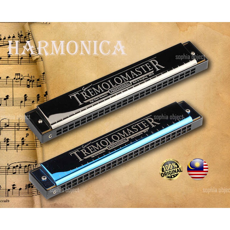 harmonica 24 holes professional 口琴 Kong Sheng 24 Holes Tremolo Master Polyphonic Harmonica C Key ...