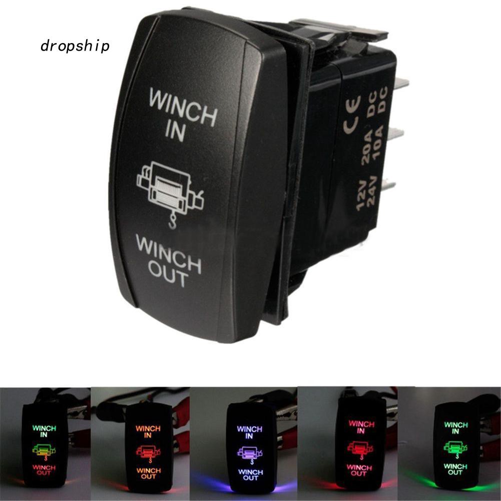 DPSP_12V 24V 7-Pin Dual LED Light Winch In Out ON-OFF-ON Laser Boat UTV ...