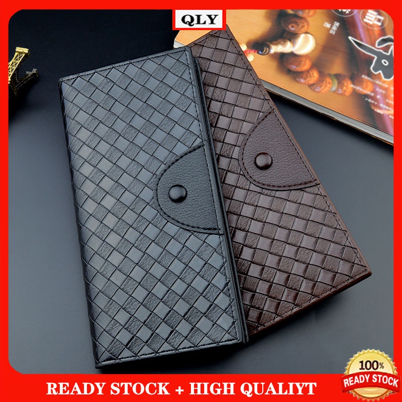 Weave Pattern Business Men Wallet Long Zipper Wallet for Men Soft PU ...