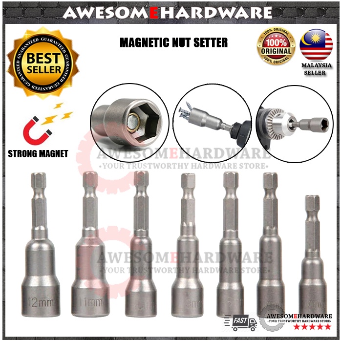 (7MM, 8MM, 9MM, 10MM, 12MM) MAGNETIC NUT SETTER HEX SOCKET BIT BOX ...