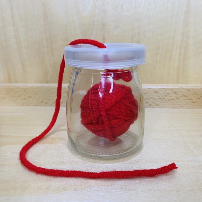 Montessori Ball of Yarn in a Glass Jar Bottle - Snipping and Sewing ...