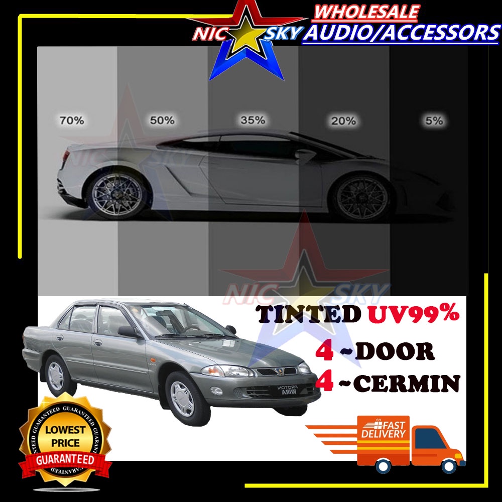 Proton wira UV99%TINTED Black hitam Tinted 4Door Siap Potong wira ...