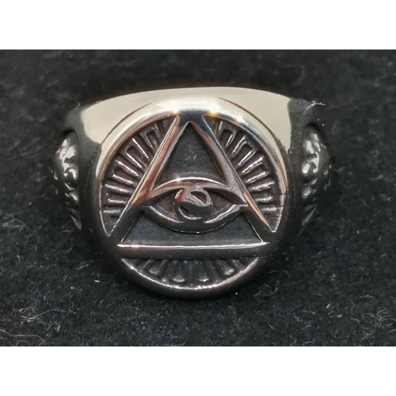 Stainless steel The All Seeing Eye Illuminati Piramid men's ring ...