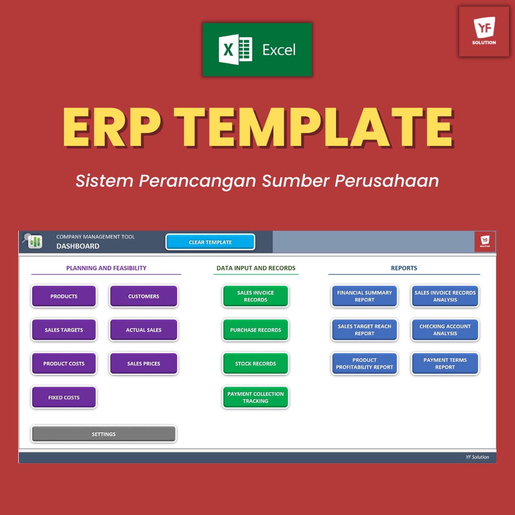 ERP System Template For Business 【Excel】| Sistem Perancangan Sumber ...