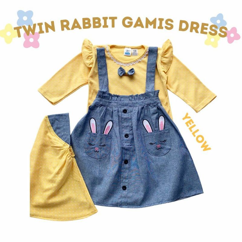 Robe twin rabbit dress Girls (free hijab) | Shopee Malaysia