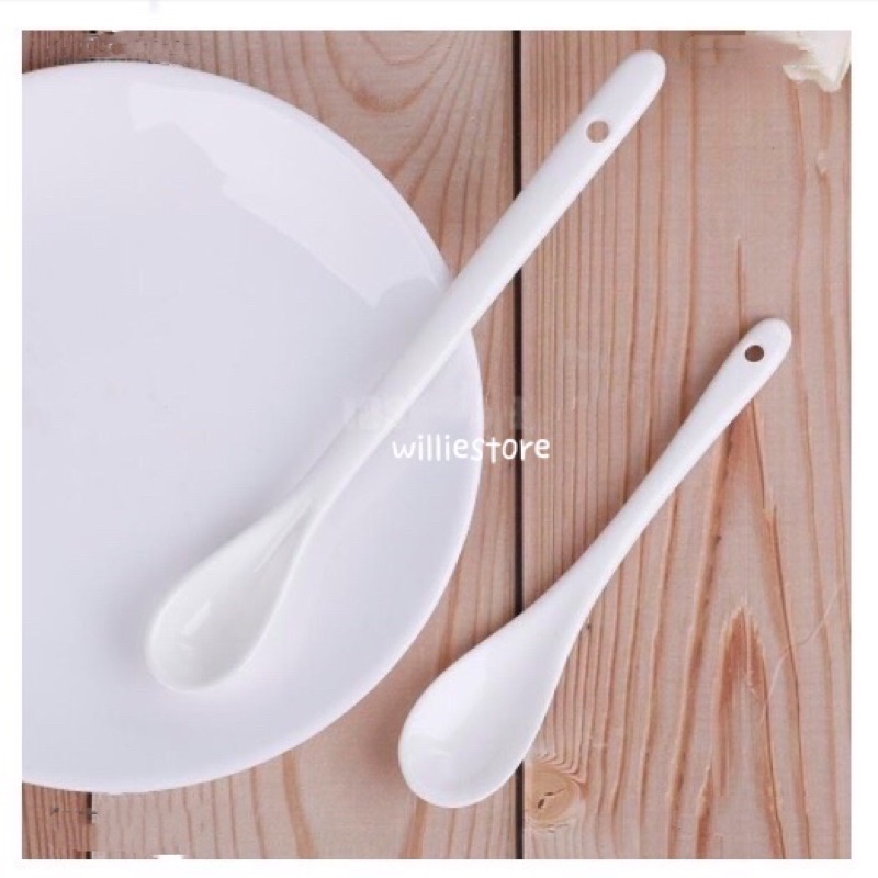 White Porcelain Coffee Spoon Sugar Honey Tea Dessert Cutlery Spoon ...
