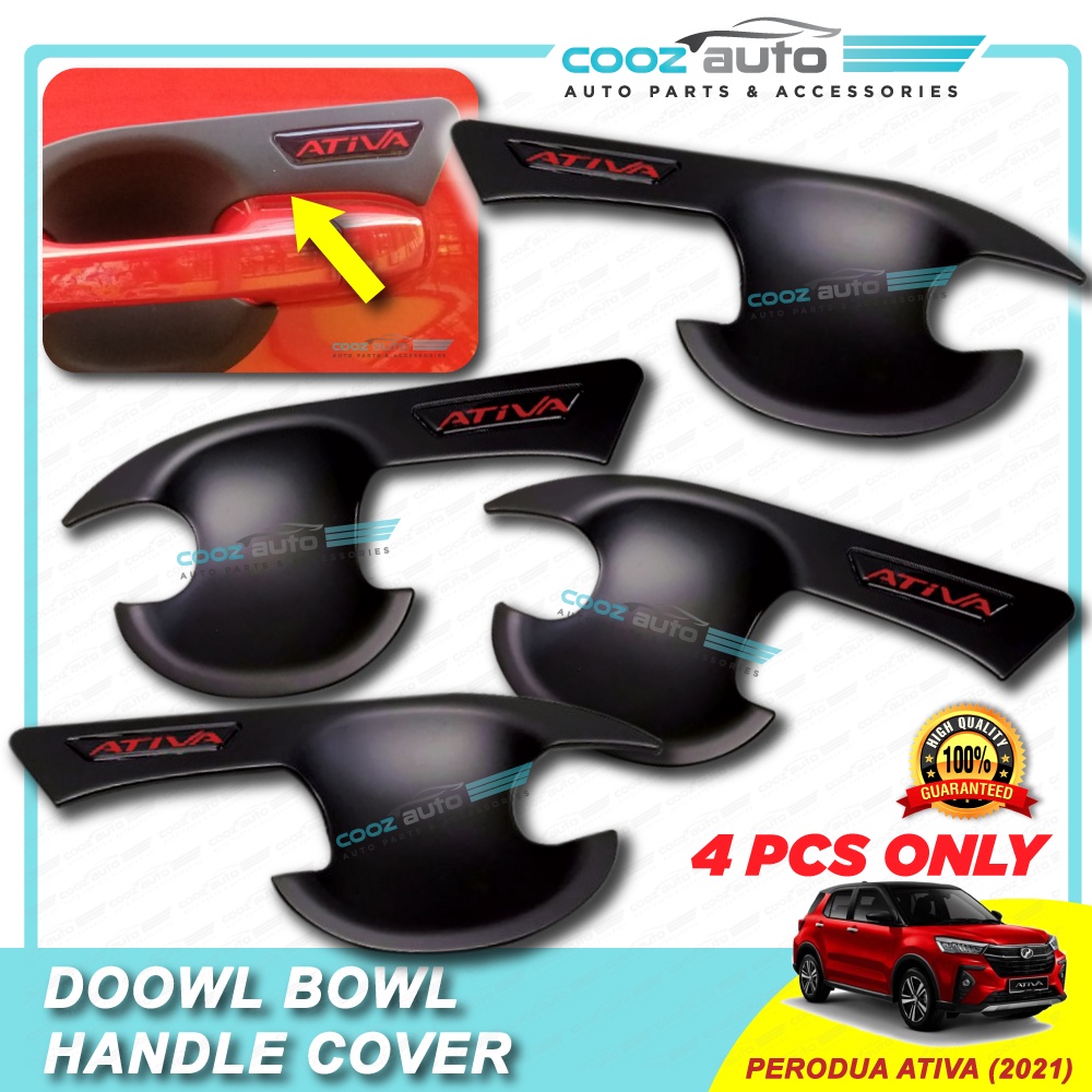 Perodua Ativa Matte Black Red Word Door Handle Inner Bowl Inserts Cover ...