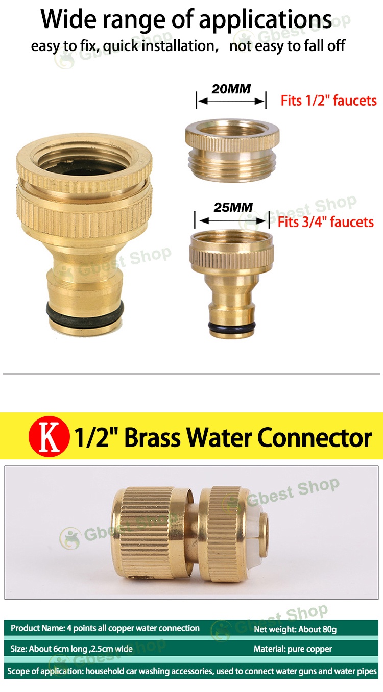 Plastic Brass water tap universal adapter quick pipe connector garden ...