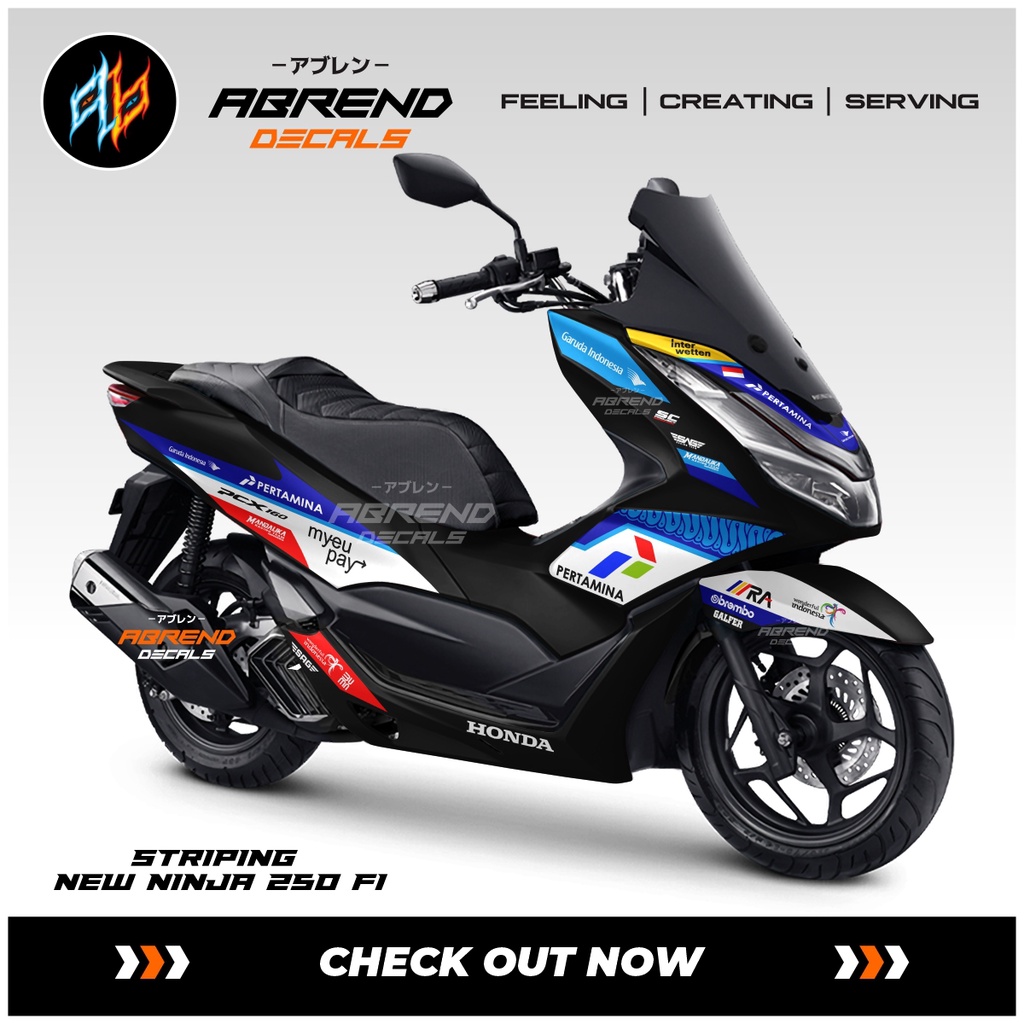 ALL NEW HONDA PCX 160 MANDALIKA STRIPING / PCX 160 PERTAMINA MOTORCYCLE ...