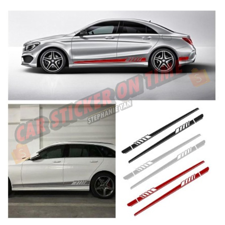 2pcs Car Auto Side Body Vinyl Decals Long Stripe Stickers Racing Sports ...
