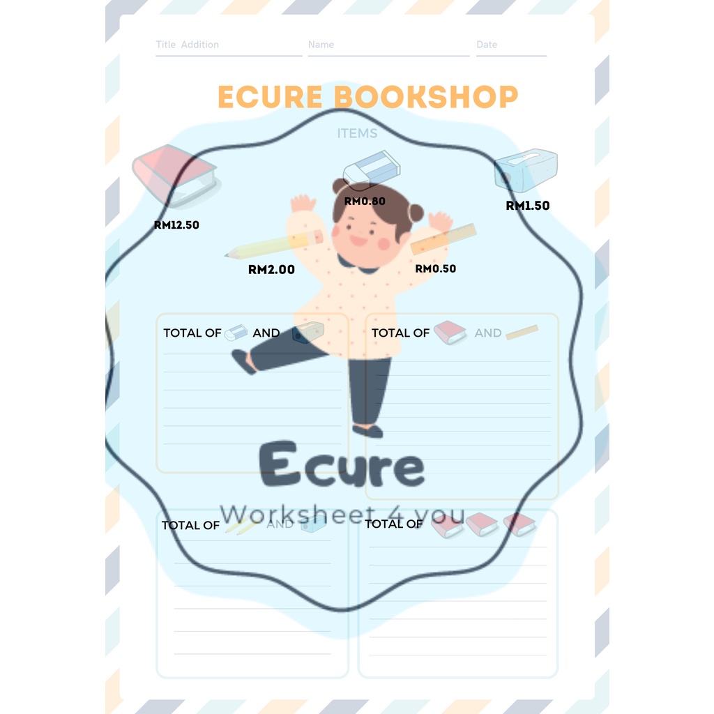 Printable Addition Worksheet in PDF FORMAT | Shopee Malaysia