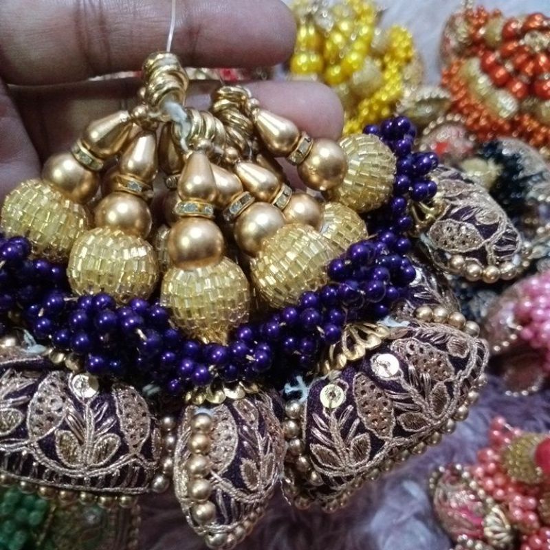 Fancy colorful latkan / kunjam for saree and dress per pair | Shopee ...