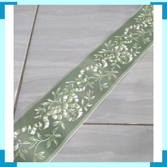 Wallpaper Border List wallpaper Divider 10cm x 10meter Moss Green Leaf ...