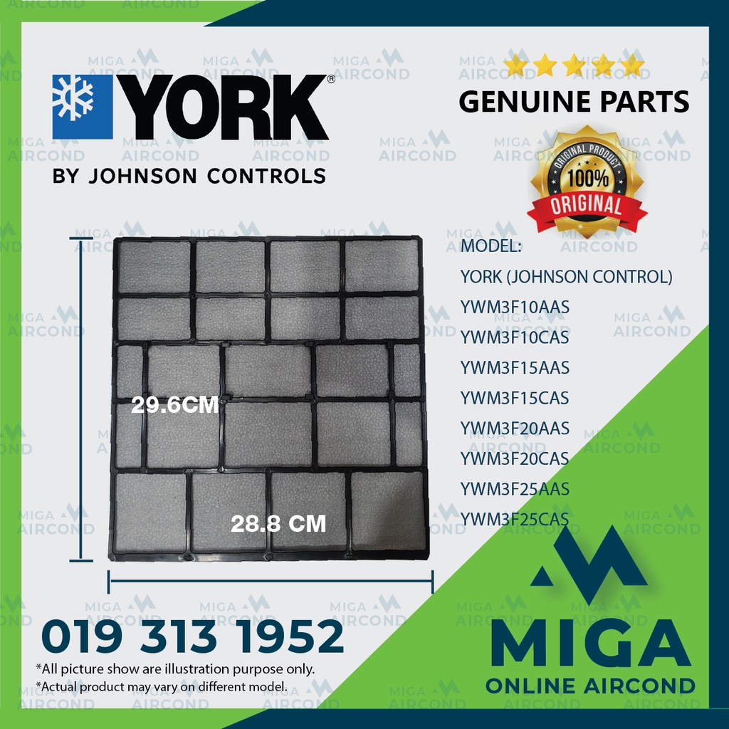 YORK (2PCS) (JOHNSON CONTROL) WALL AIRCOND INDOOR AIR FILTER 1HP/1.5HP ...