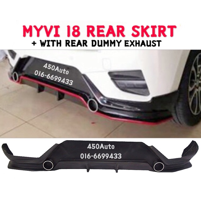 MYVI 18 REAR DIFFUSER LIP SKIRT +EXHAUST TAIL PIPE / MYVI BARU NEW 18 ...