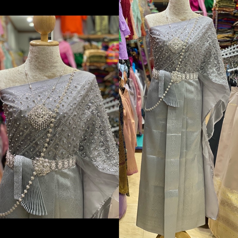 Pearl Embroidered Glitter Sabai Set (Face Of Nang Chai Phat + Muk ...