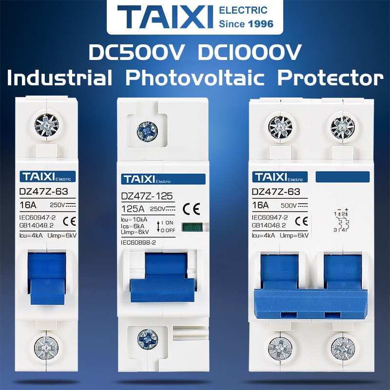 TAIXI Solar Energy Photovoltaic DC Circuit Breaker 1P 2P PV MCB DC250V 500V 1000V 16A 32A 40A ...