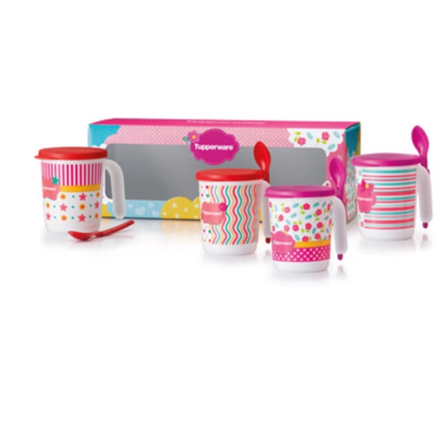 Tupperware (4pcsx350ml)Blushing Pink Mug Set | Shopee Malaysia