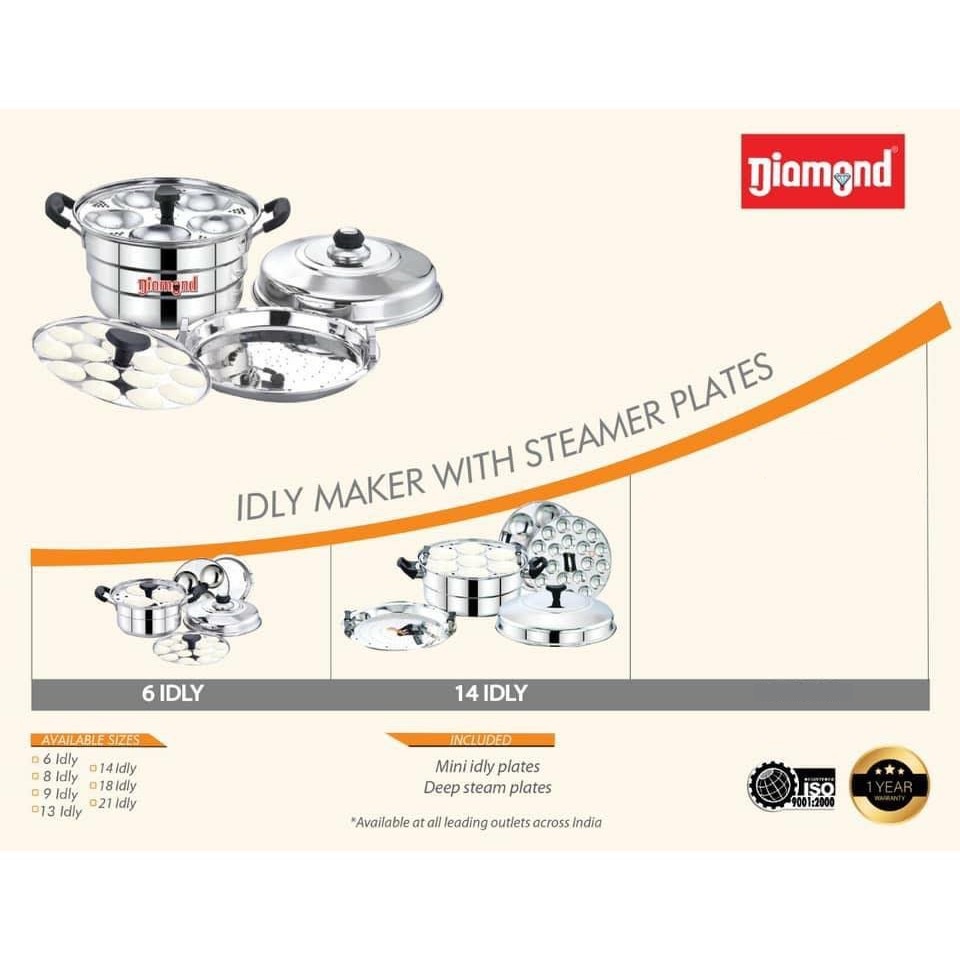 Diamond Idly & Steamer Pot( 9/14 Idli)-Gas & Induction | Shopee Malaysia