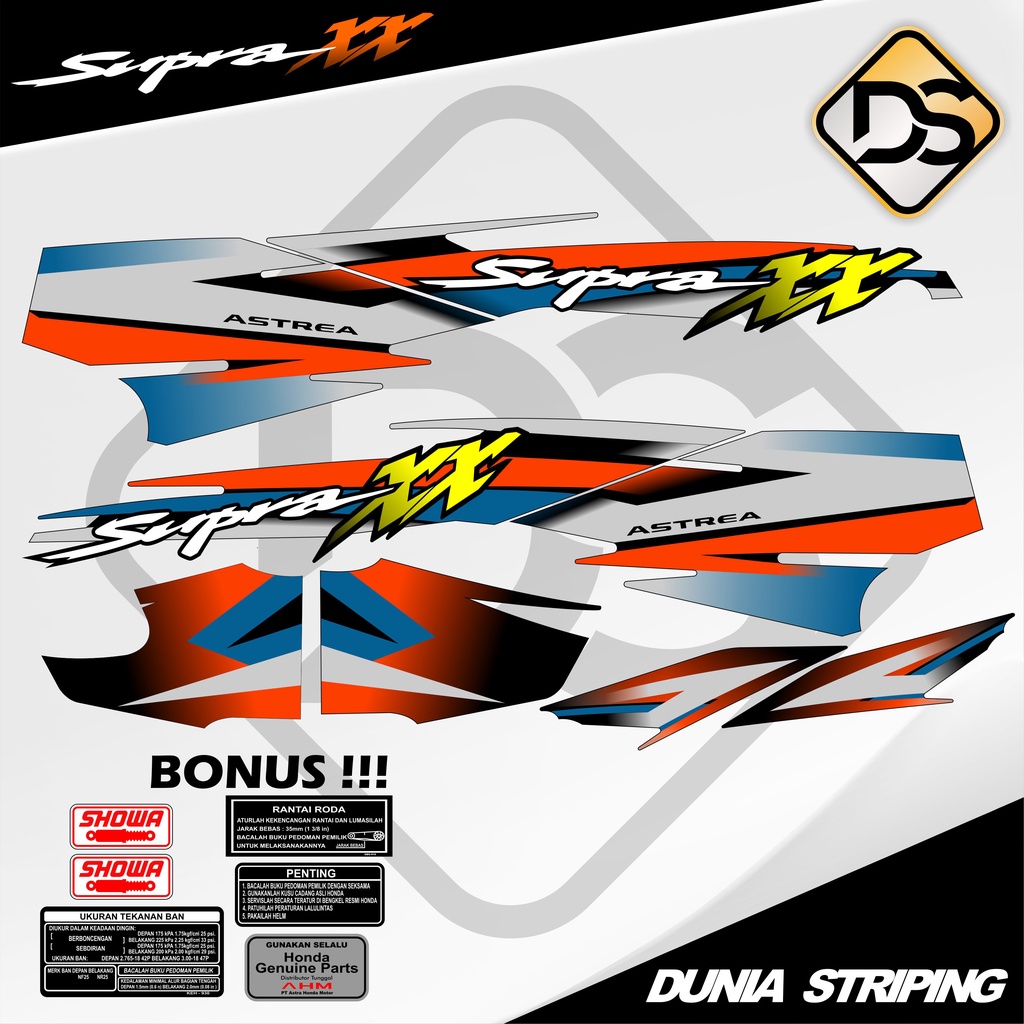 Striping STICKER STOCK DECAL STICKER MODEL ORI HONDA SUPRA XX OLD ...