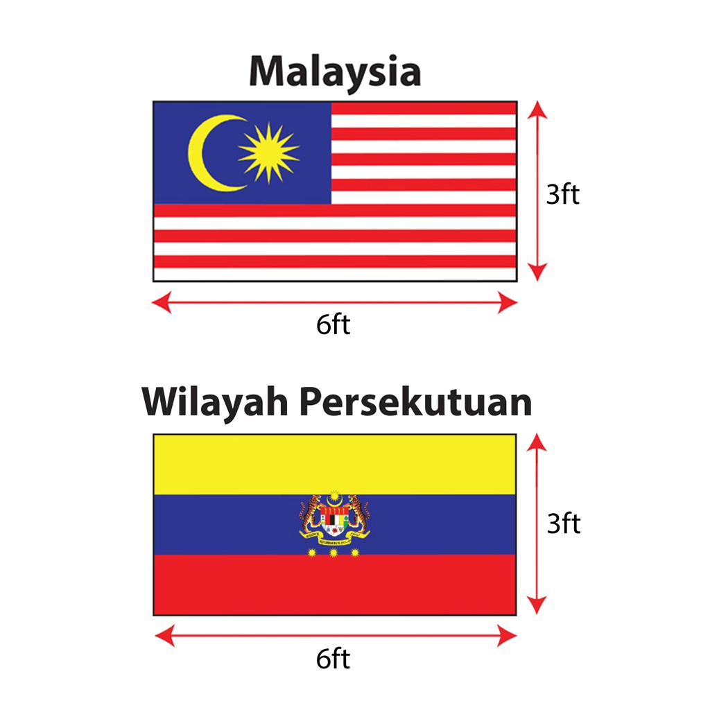 2x4/3x6/2x8 Bendera/Flag Malaysia Wilayah Polyester Pack 2pcs | Shopee ...
