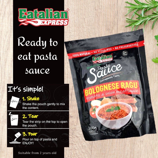 Eatalian Express Pasta Sauce Bolognese Ragu (200g) | Shopee Malaysia