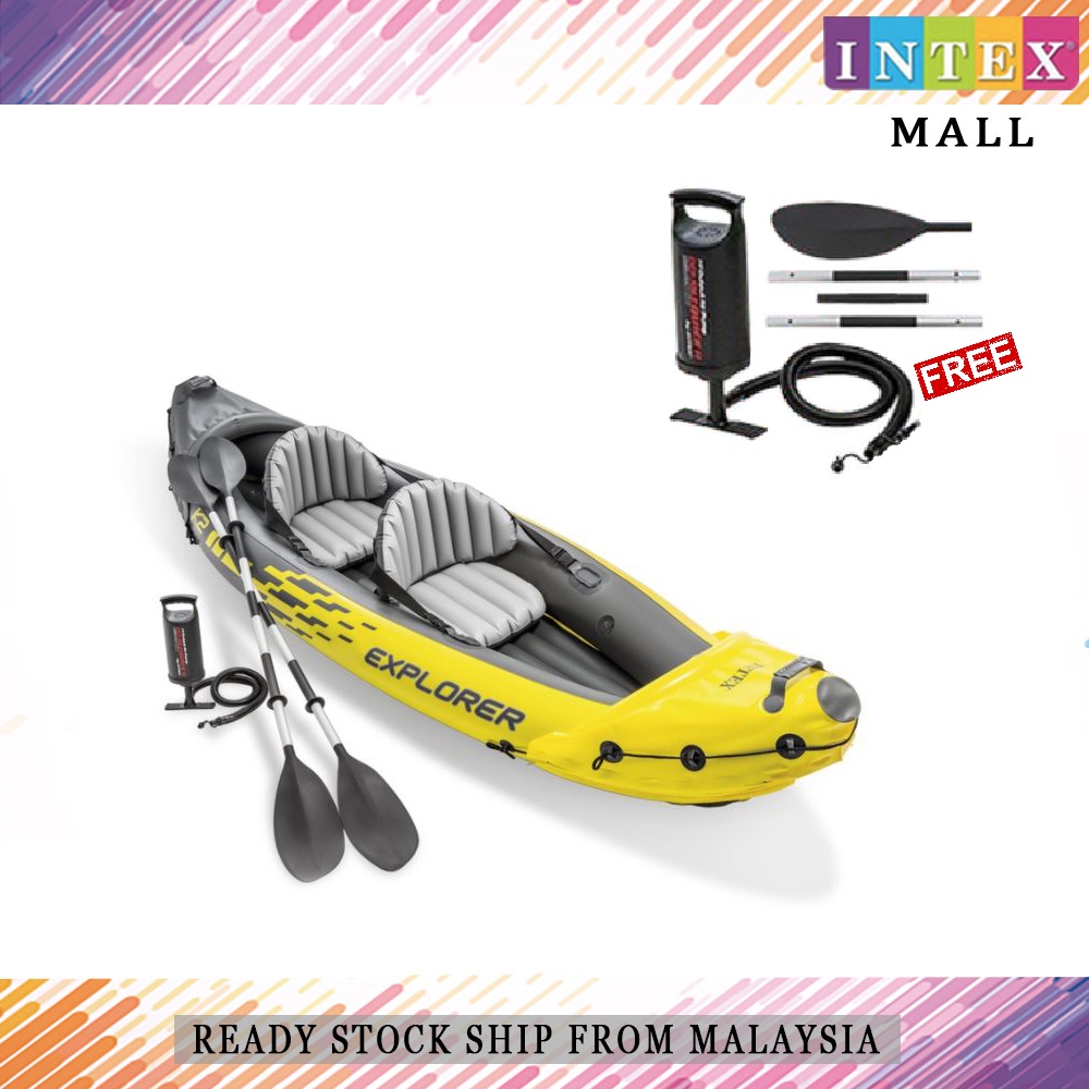 ORIGINAL INTEX Explorer K2 Kayak Inflatable Canoe Rowing Boat Raft for ...