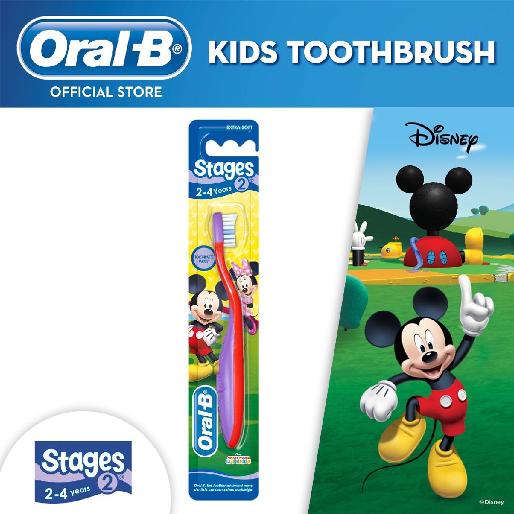Oral-B Stages 2 (2-4 Years Old) Mickey & Minnie Mouse Toothbrush (1s ...