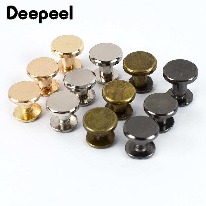 10Pcs Metal Flat Head Button Stud Screw Nail Rivet Leather Belt Buckle ...