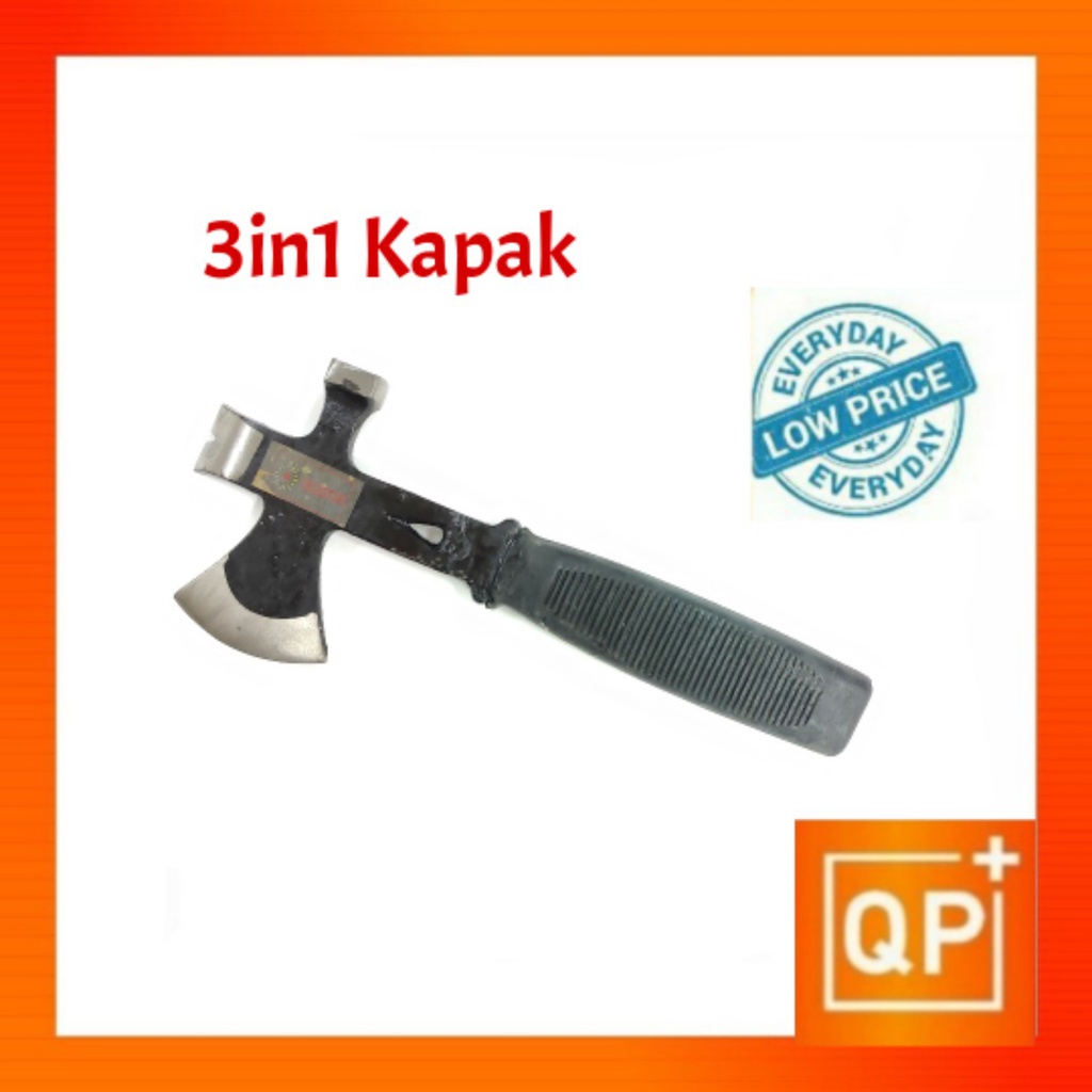 [CLEARANCE] 3 IN 1 RUBBER HANDLE CAMPING AXE MULTI USE HATCHET KAPAK ...