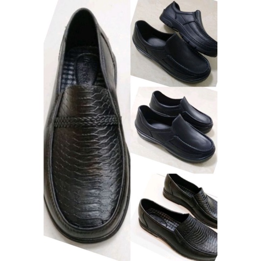Men Black Formal Thick Tough Slip On Rubber Crocs Shoes/Kasut Getah ...