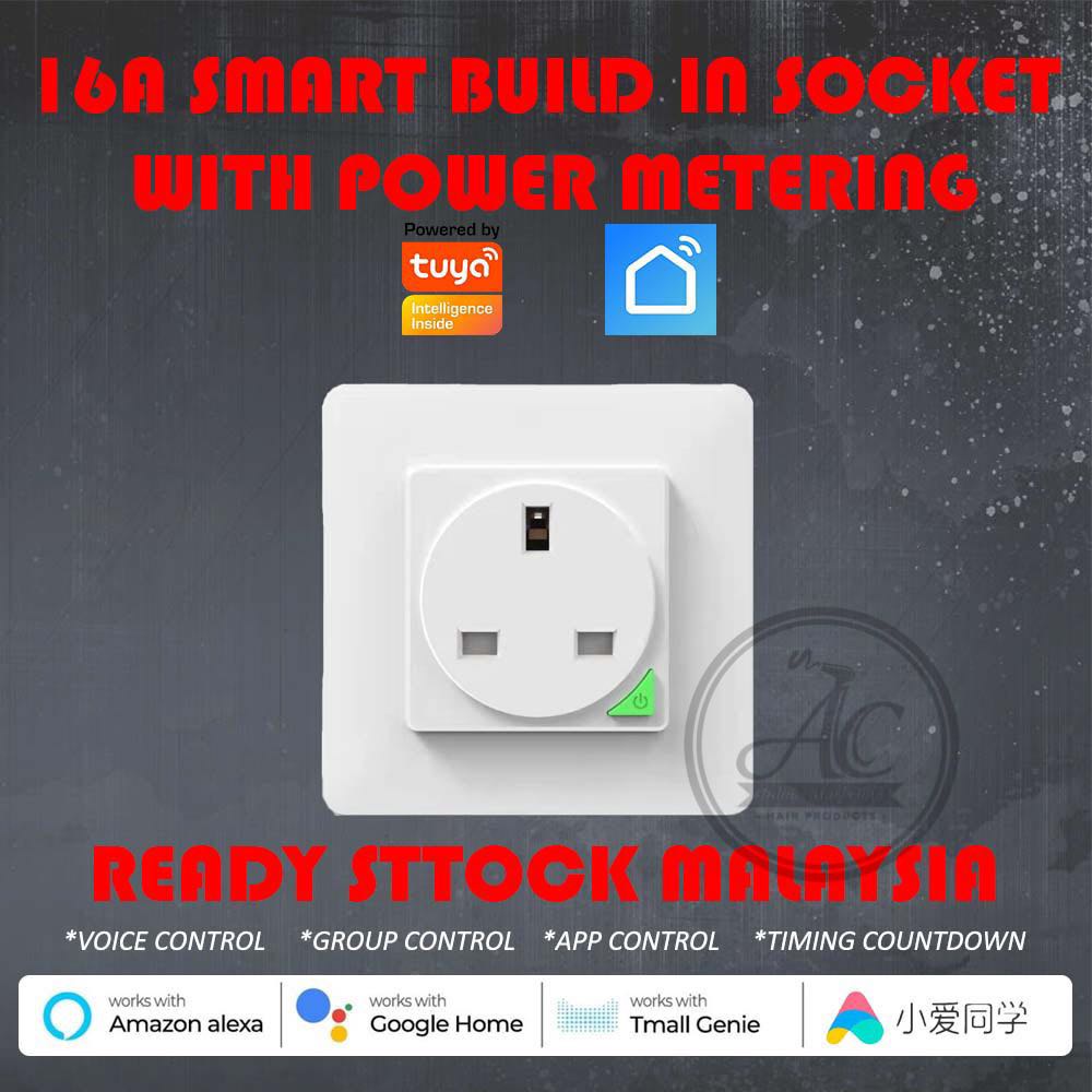 Tuya Smart Wifi Plug Socket Built In UK 16A Tuya Adaptor Power Energy ...
