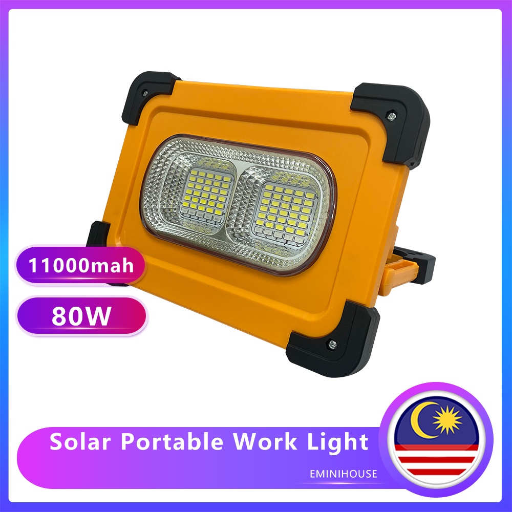 80W Portable LED Solar Light Spotlight Solar Emergency Lights Solar ...