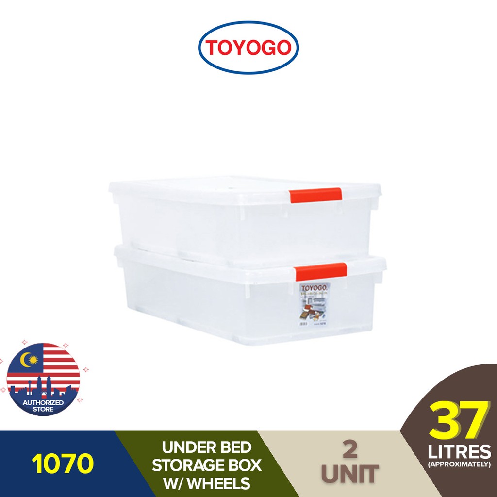 Toyogo Storage Box With Wheels Cover Lid Home Office Storage 1070 (37L ...