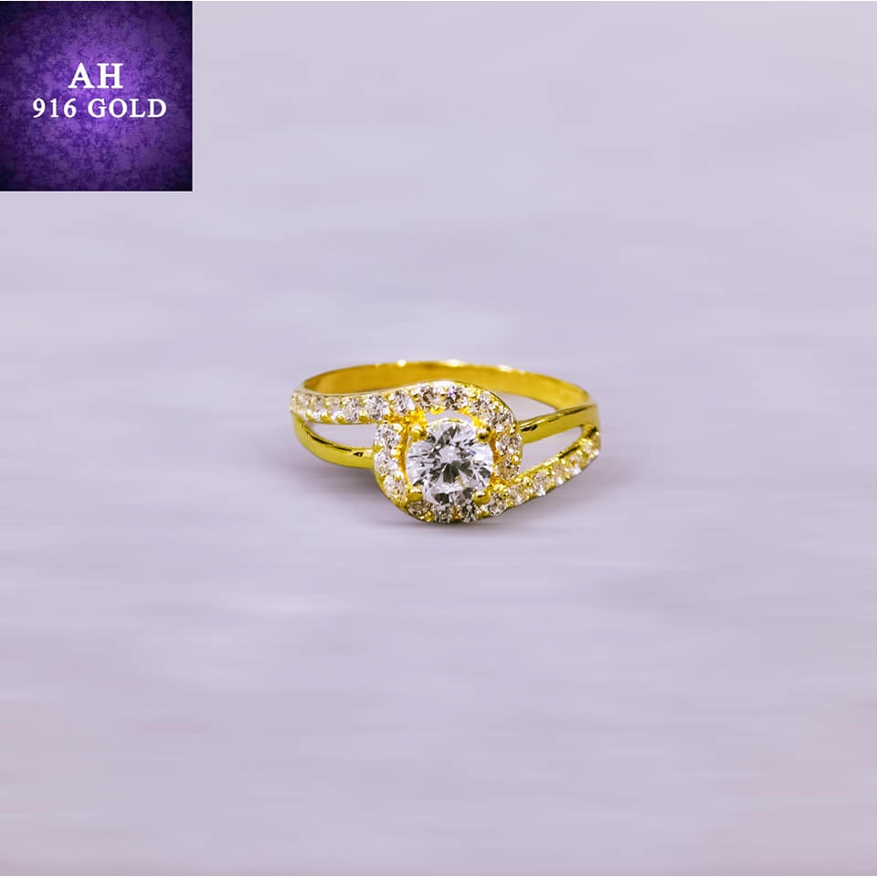 Cincin Tunang Emas 916 Size 18/Merisik/Kahwini/Nikah/Engagement Ring ...