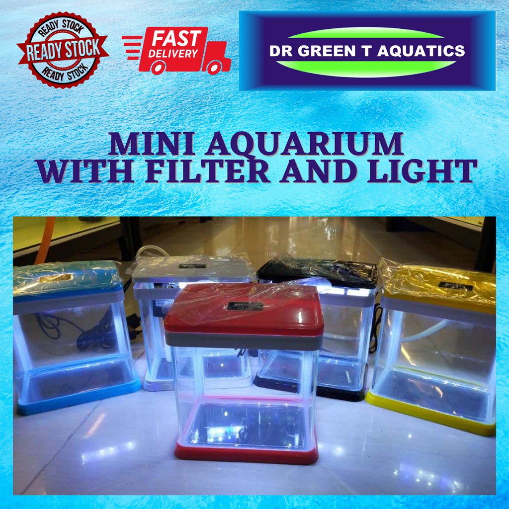 💥Ready Stock💥Mini Aquarium Tank set with filter pump and light KAQ 180F ...
