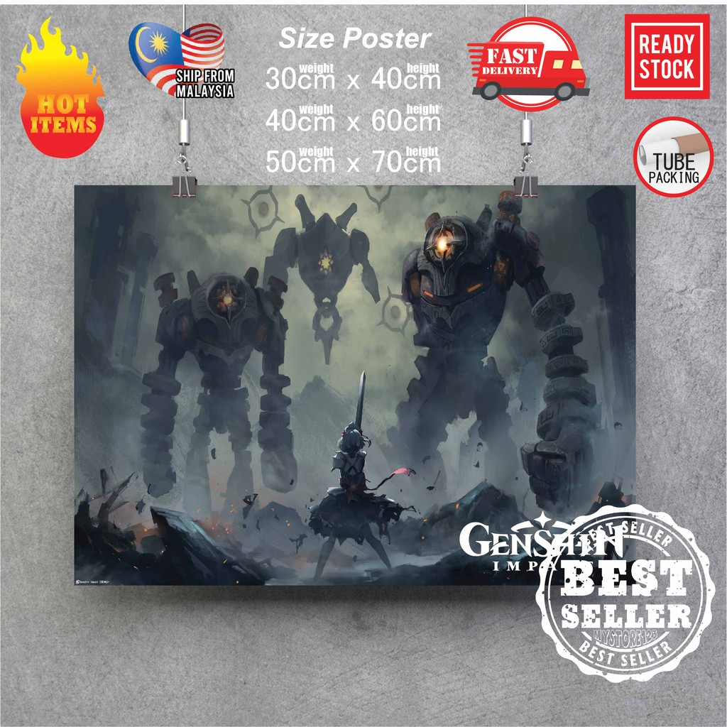 (Ready Stock) Genshin Impact poster Sticker Room decoration animation ...