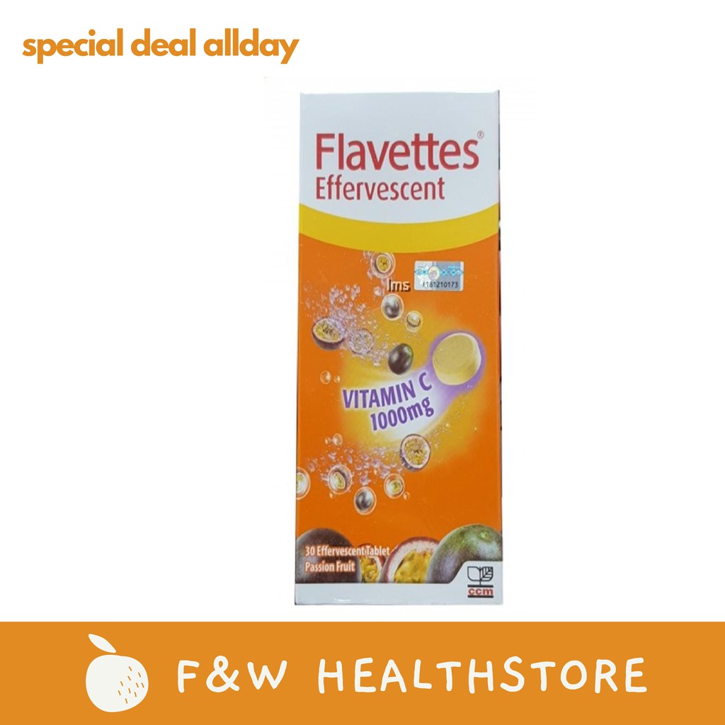 Flavettes Effervescent Vitamin C - Passion Fruit (1000mg x 30s ...