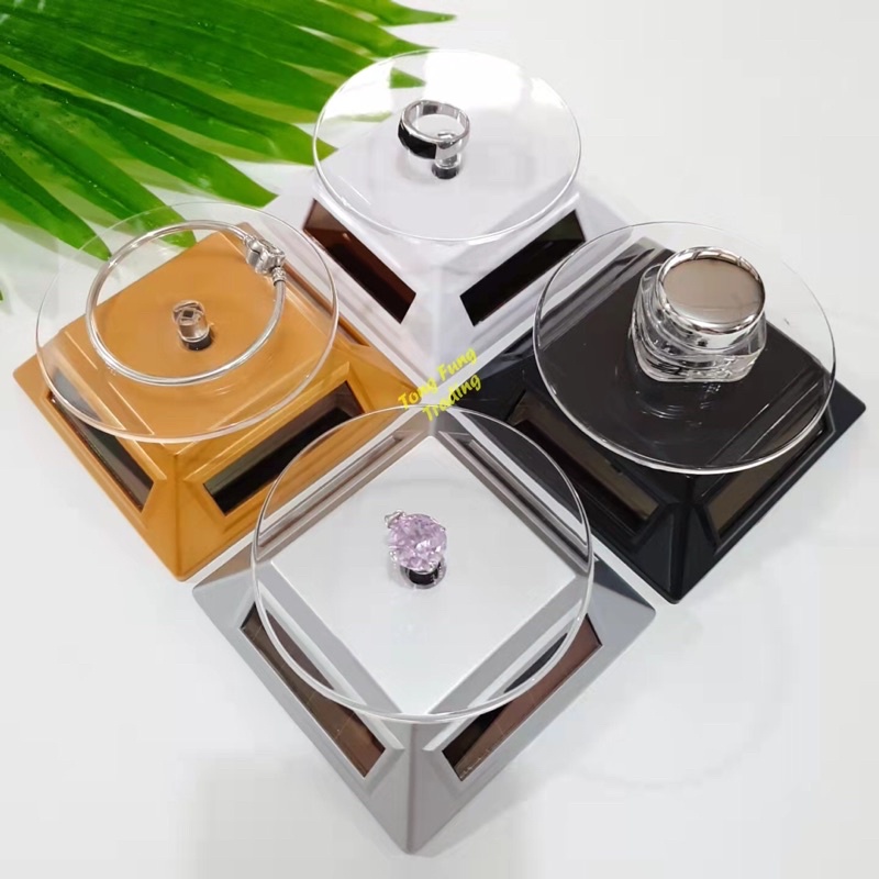 Ready Stock 9cm Solar Power 360 Degree Rotating Display Stand Showcase ...