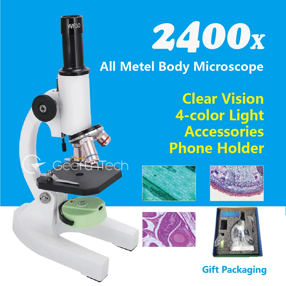 1200X 2400x Metal Microscope Kit Student Science Education Kids ...