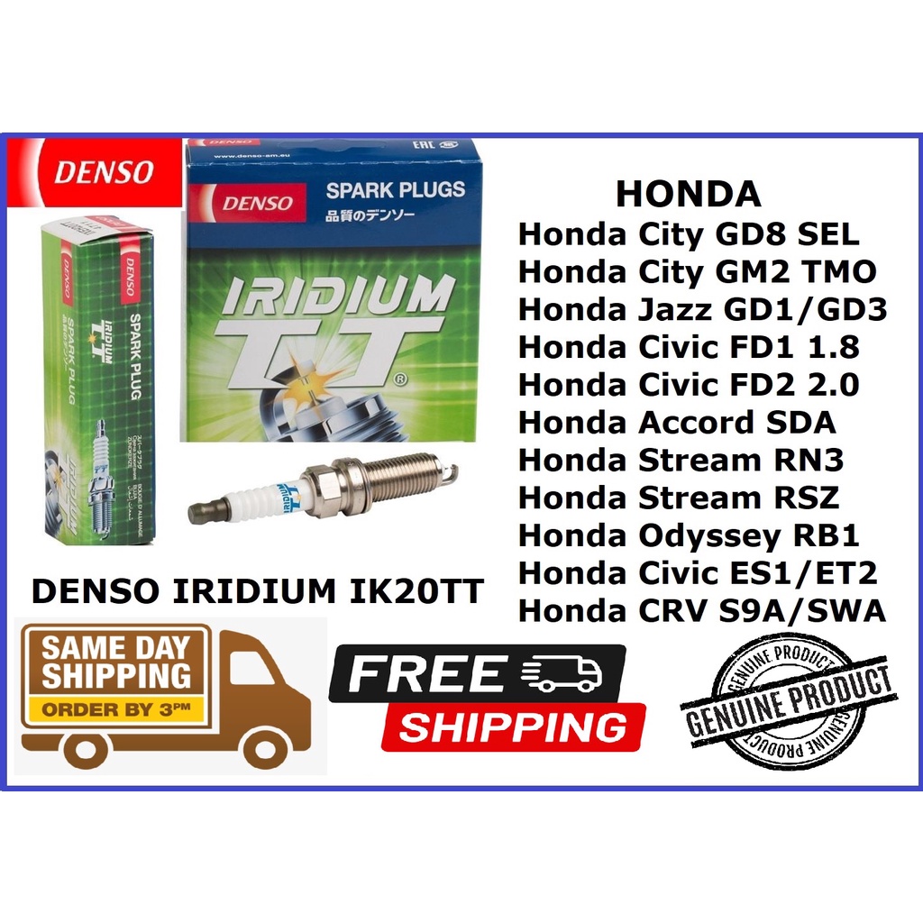 [4PC] Denso Iridium IK20TT spark plug original Honda City Jazz Civic ...