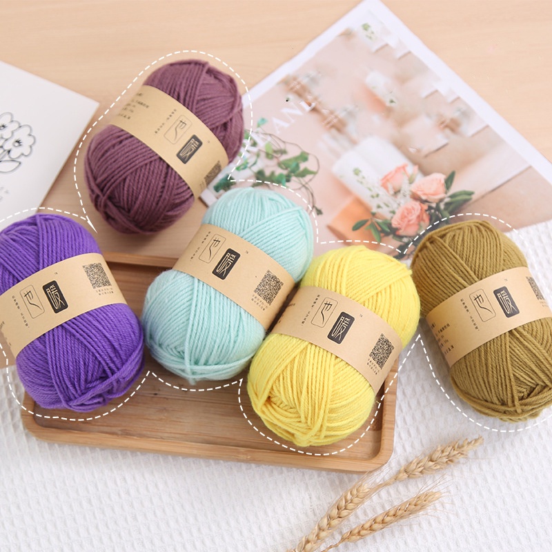 50G Dyed Colorful Milk Sweet Soft Cotton Baby Knitting Wool Yarn Thick ...