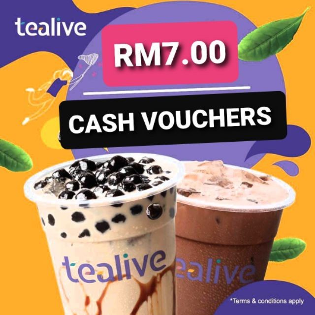 Tealive Cash Voucher RM7-NOW RM5.50 ONLY (Chating Box find me, i will send you code) Redeem at ...