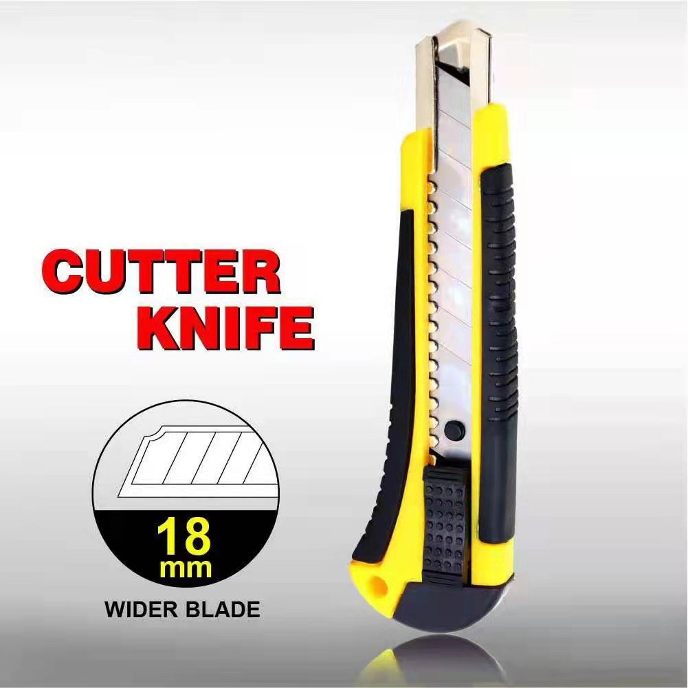 18mm Utility Cutter Knife Wider Blade With Auto Lock Rubber Handle 刀片