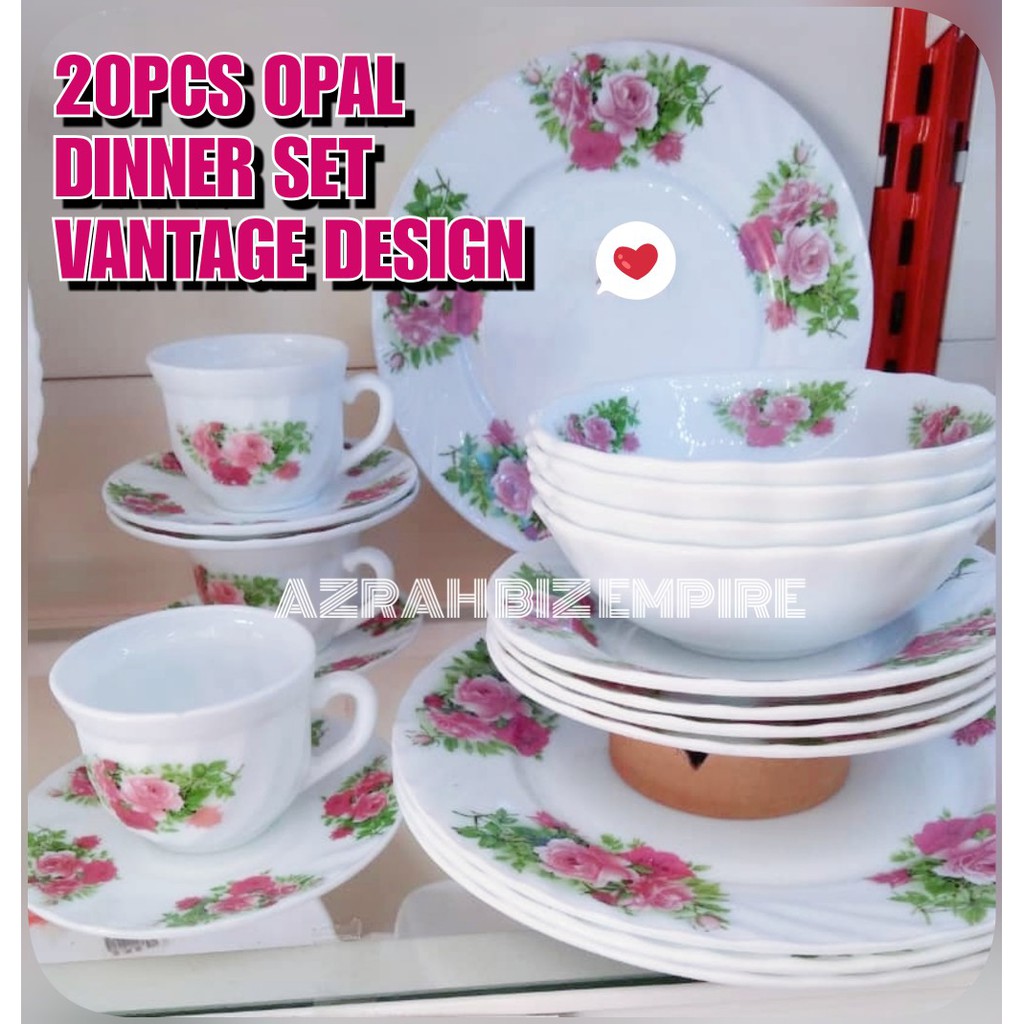 🔥HOT! 20PCS OPAL GLASSWARE VANTAGE DESIGN DINNER SET PINGGAN MAKAN ...