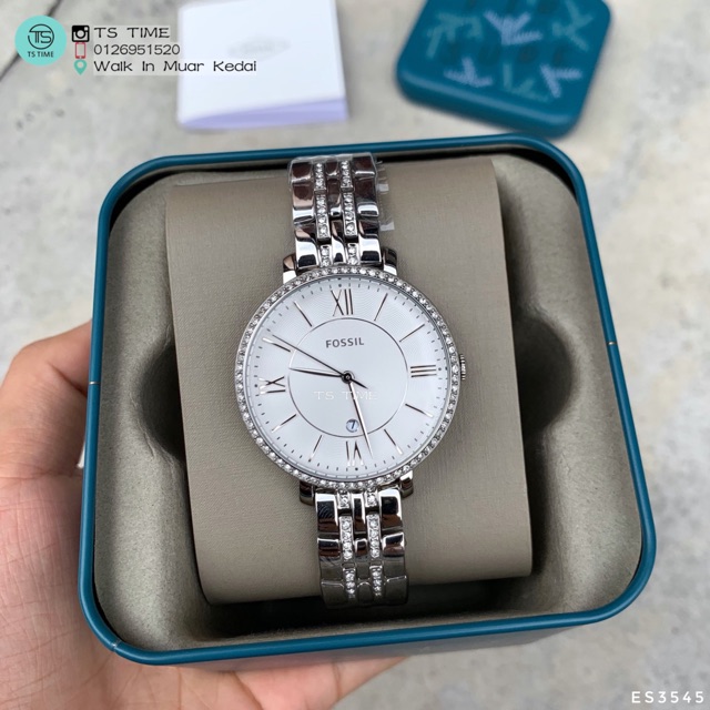 FOSSIL 💯 Authentic Jacqueline Series Silver Dial Stainless Steel ES3545 ...